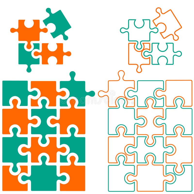 Puzzle Pieces Vector Illustration Two Variants Stock Illustration ...