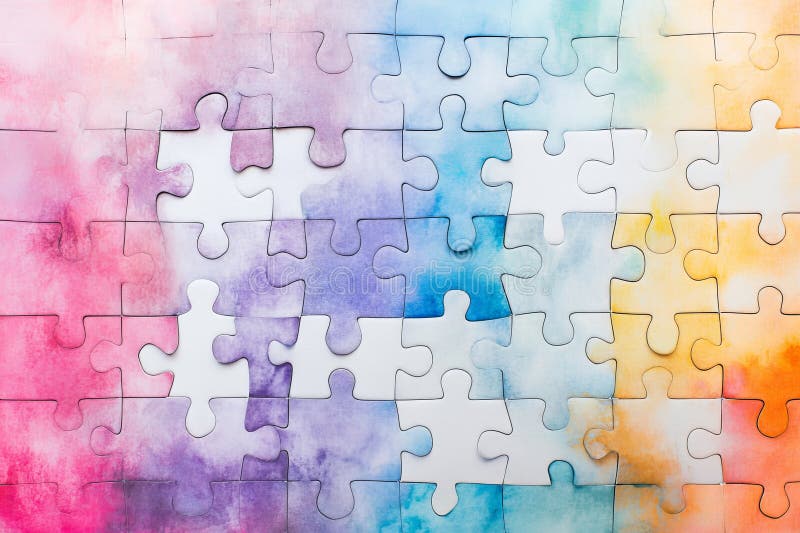 Puzzle Pieces with a Watercolor Texture. Stock Photo - Image of ...