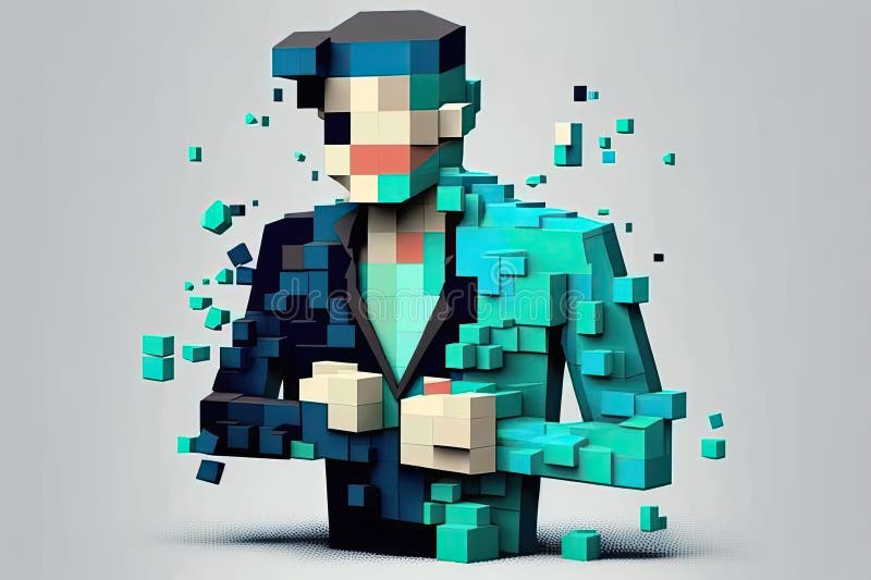 Puzzle Pixelated Portrait of a Man. Generative Ai Stock Illustration ...