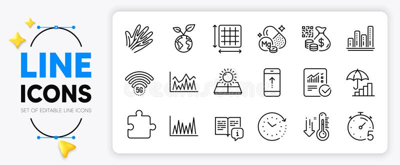 Puzzle, Qr Code and Timer Line Icons. for Web App. Vector Stock Vector - Illustration of ...