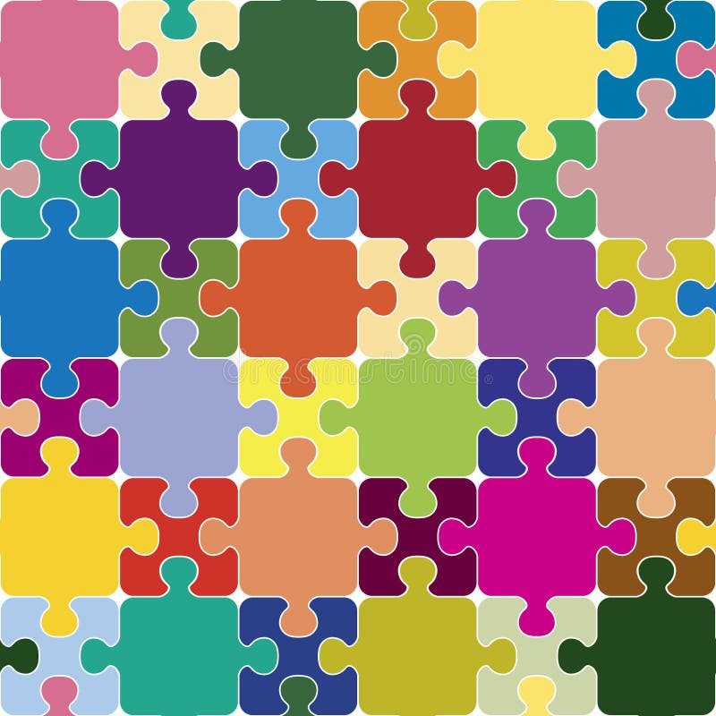 672 Puzzle Pieces Combined in a Colorful Backgroun Stock Vector ...