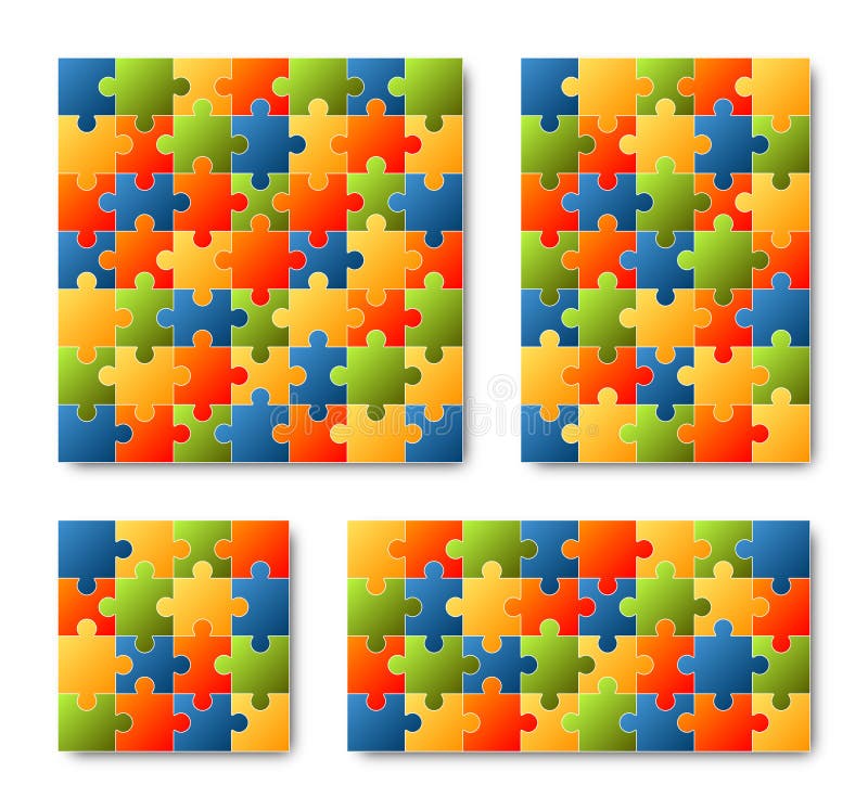Parts of Puzzles on White Background in Colored Colors. Stock Vector ...