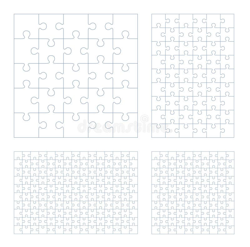 Puzzle Set 5 X 5, 6 X 9, 10 X 10, 10 X 15 Pieces, Vector Illustration ...