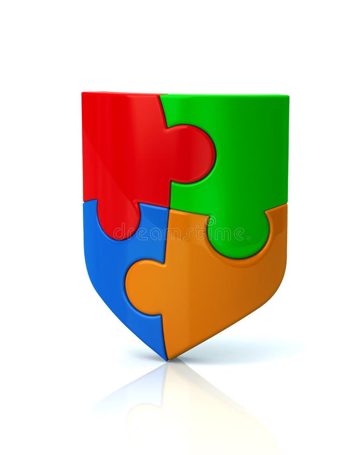 Puzzle shield stock illustration. Illustration of colorful - 68241888