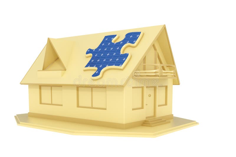 Puzzle Solar Panel on House Stock Illustration - Illustration of cell ...