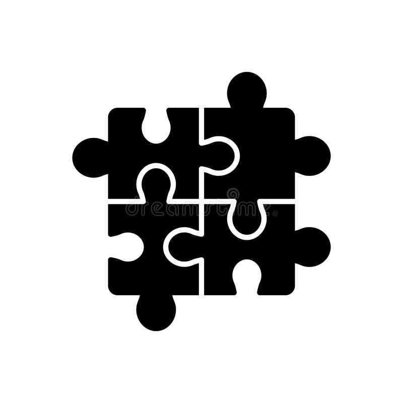 Puzzle Solve Problem Black Silhouette Icon on White Background ... Puzzle Solve Problem Black Silhouette Icon on White Background ...
