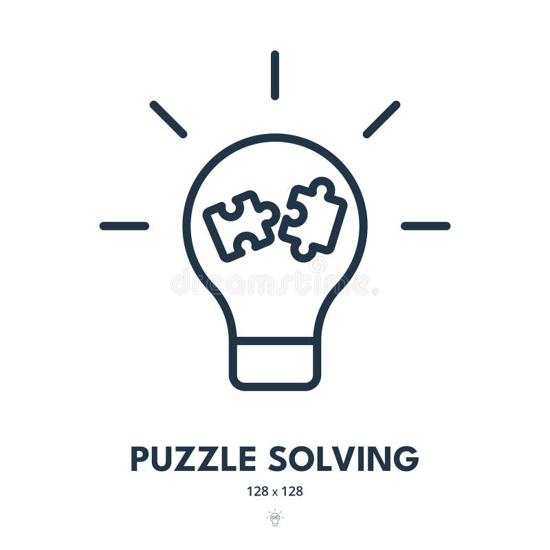 Puzzle Solving Icon. Jigsaw, Game, Solution. Editable Stroke. Vector ...