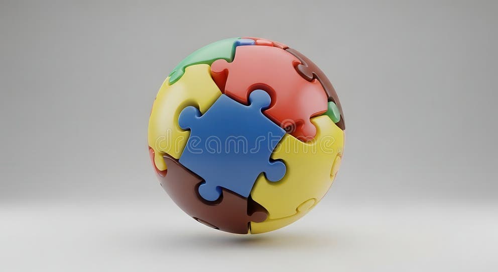 Puzzle Sphere, Colorful Pieces, Unity Concept Stock Illustration ...