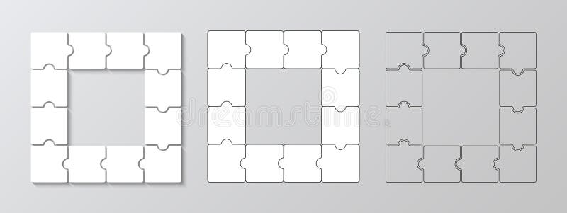 Puzzle Square Grid Solid and Outline. Jigsaw Puzzle Business ...