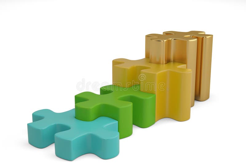 Puzzle Stairs on White Background.3D Illustration. Stock Illustration ...