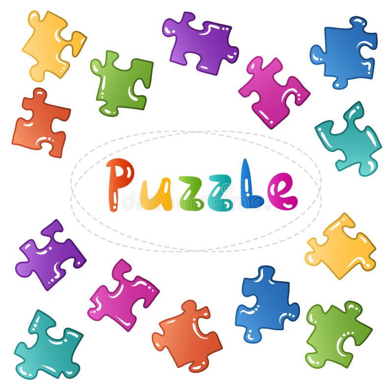 Puzzle Stickers Set. Vector Blocks Collection. Stock Vector ...