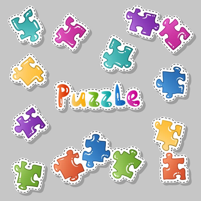 Puzzle Stickers Set. Vector Blocks Collection. Stock Vector ...