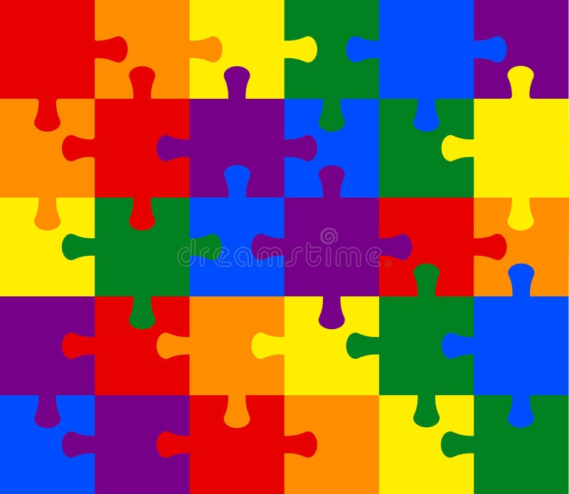 Puzzle Structure in Jigsaw Puzzles. Set of Colored Puzzle Pieces Stock ...
