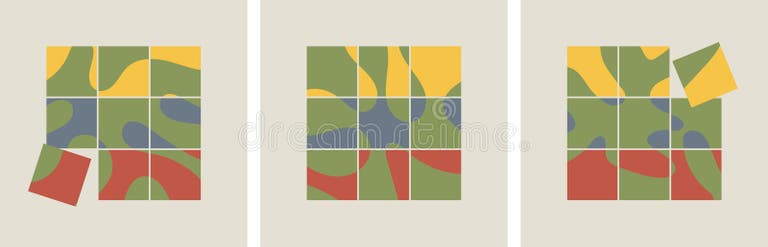 Puzzle Style Social Media Mockup Template with Intersecting Seamless ...