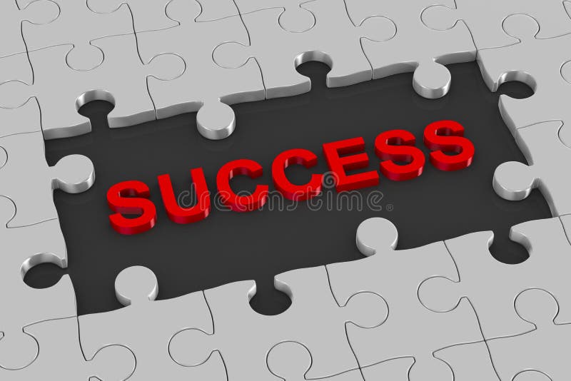 Puzzle Success, 3D Illustration Stock Illustration - Illustration of ...