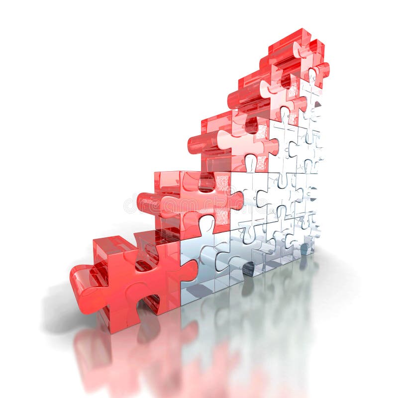 3d Man on the Top of Success Puzzle Pie Chart. Achievement Career ...