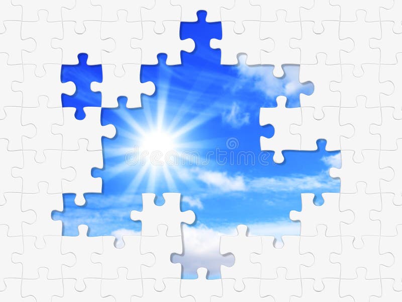 Puzzle and sun stock illustration. Illustration of heaven - 9214723