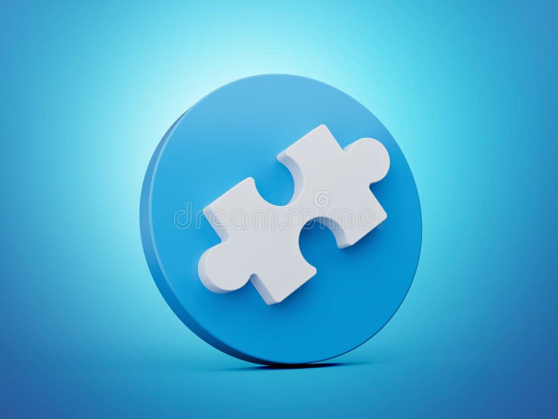 Puzzle Symbol on Blue Icon 3d Illustration Stock Illustration ...
