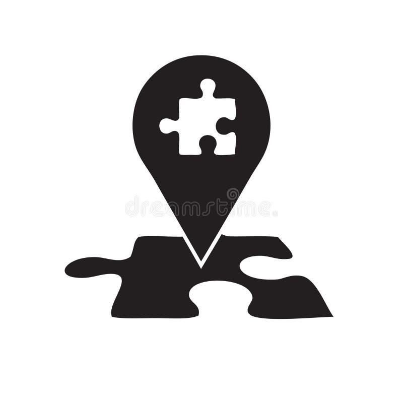 Puzzle Symbol in Pointer Map Stock Illustration - Illustration of sign ...