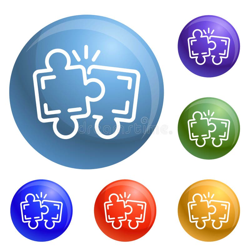 Puzzle Teamwork Icons Set Vector Stock Vector - Illustration of ...