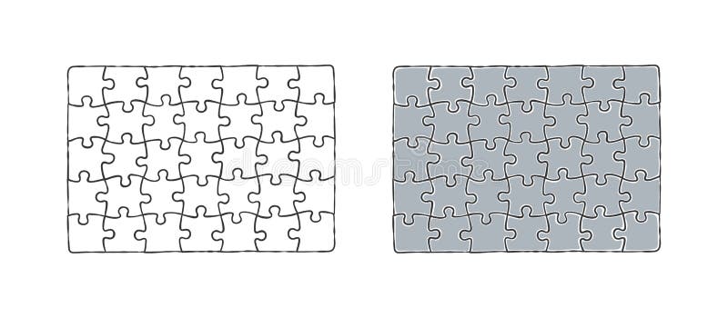 Puzzle Template. a Hand-drawn Puzzle. Rectangular Puzzle. Puzzle for ...