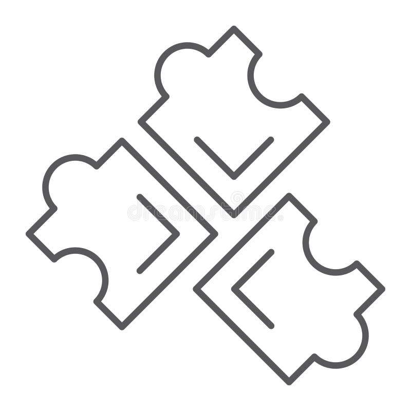 Puzzle Thin Line Icon, Leisure and Game, Piece of Puzzles Sign, Vector ...