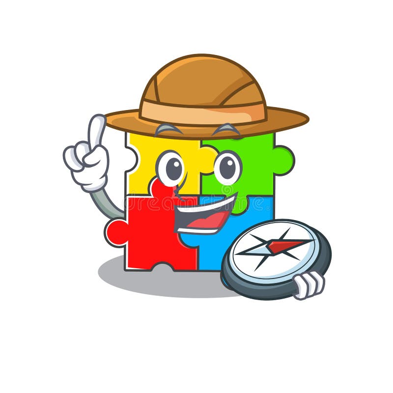 Puzzle Toy Experienced Explorer Using a Compass Stock Vector ...