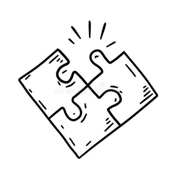 Puzzle Toy. Metaphor of Solution, Teamwork and Partnership. Drawn Part ...