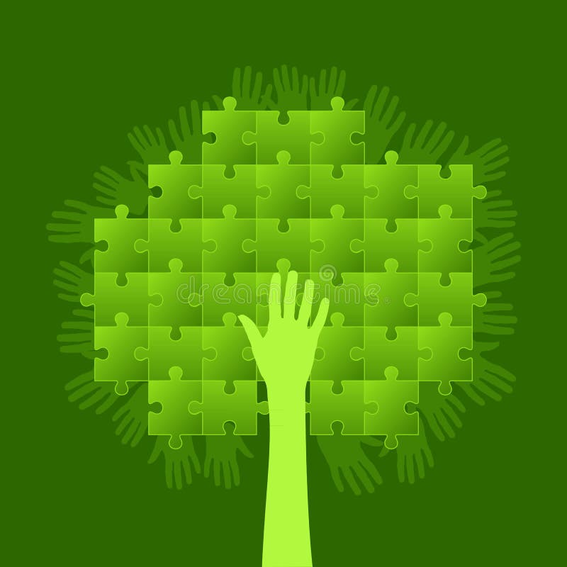 Puzzle tree stock vector. Illustration of pattern, silhouette - 45099127