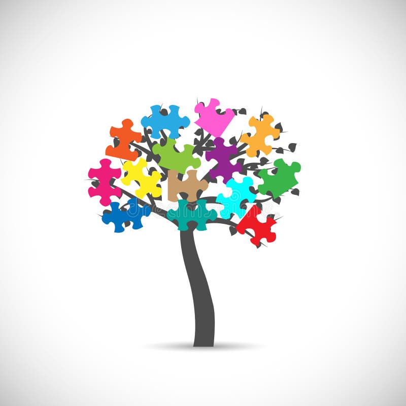 Puzzle tree with hands stock vector. Illustration of leadership - 28542734
