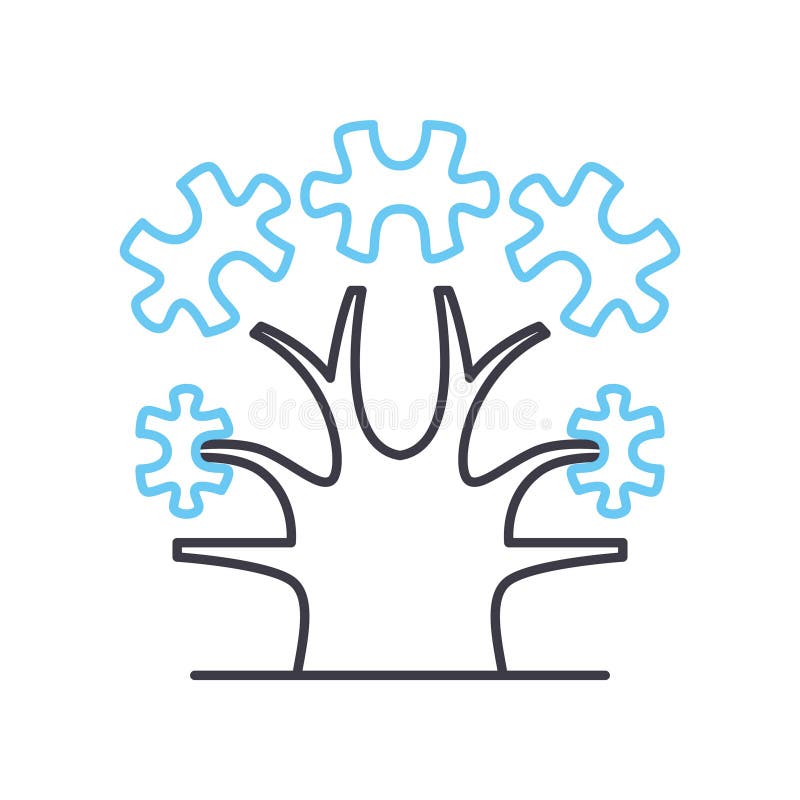 Puzzle Tree Line Icon, Outline Symbol, Vector Illustration, Concept ...