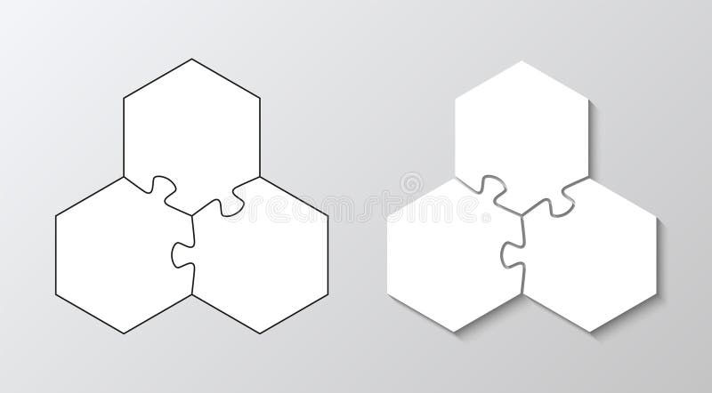 Puzzle Triangle Grid with Hexagonal Pieces. Jigsaw Layout, Steps, Parts ...