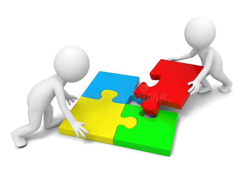 3D White People. Teamwork Solving the Puzzle Stock Illustration ... 3D White People. Teamwork Solving the Puzzle Stock Illustration ...