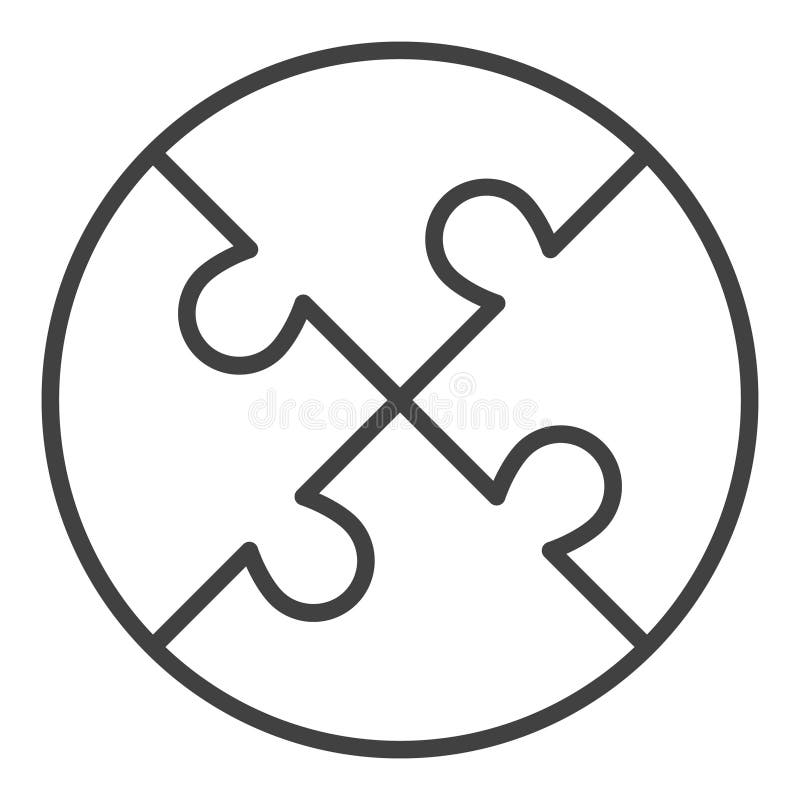 Puzzle Vector Jigsaw Puzzles Thin Line Round Icon or Symbol Stock ...