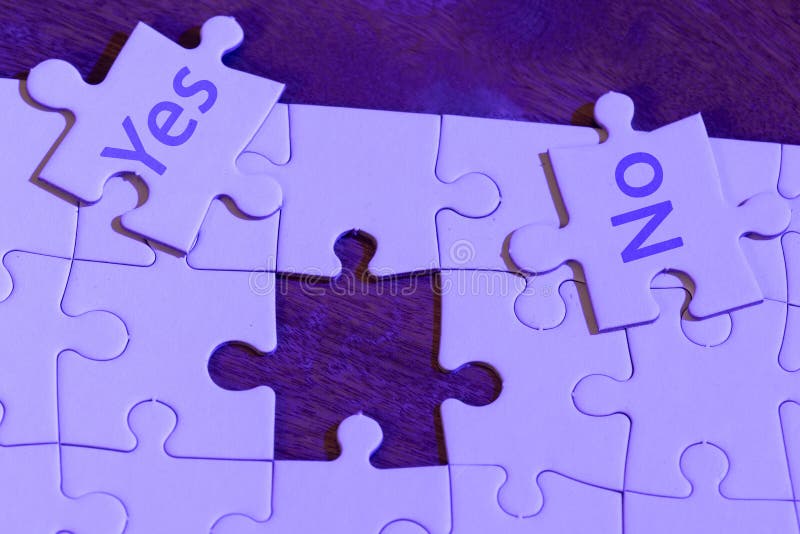 A Puzzle with the Word "yes" and "no" on it is Missing a Piece Stock ...