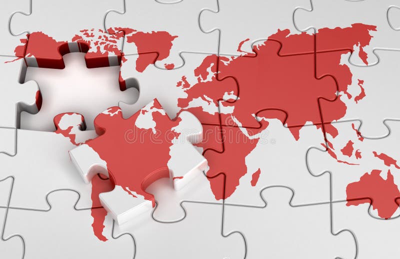 Puzzle world map stock illustration. Illustration of crowd - 24758851