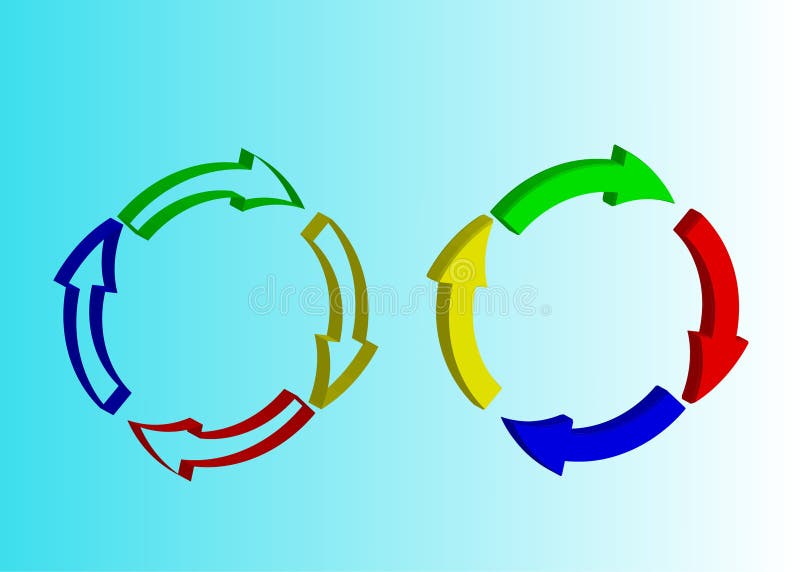 Set of Multi Color Round Arrow on Blue Background. Stock Vector ...