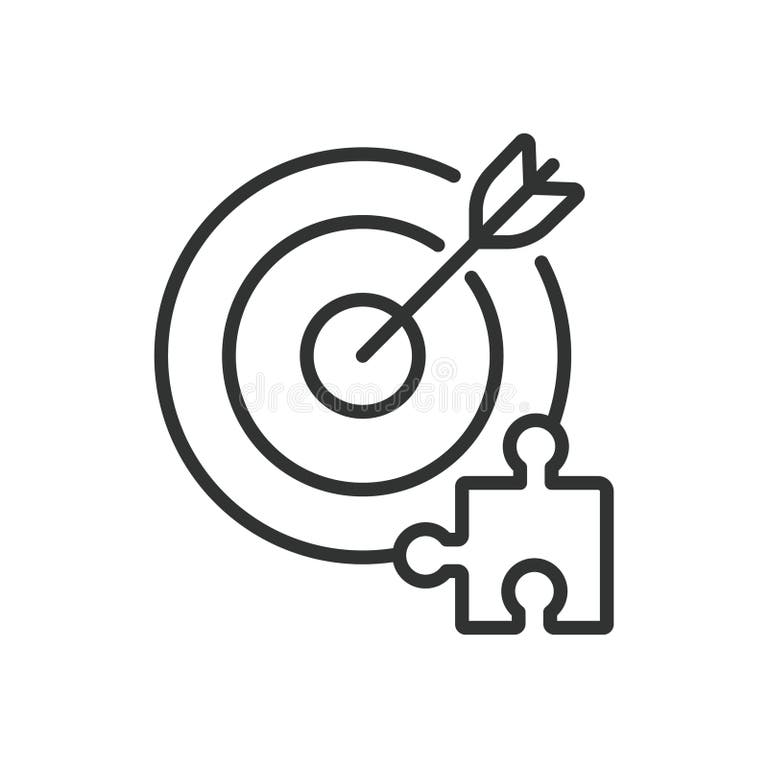 Puzzled Goal, Icon in Line Design. Puzzle, Goal, Confusion, Problem ...