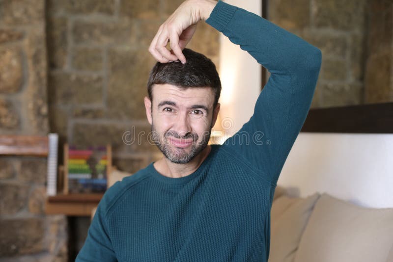 Puzzled Looking Man Scratching His Head Stock Photo - Image of forget ...