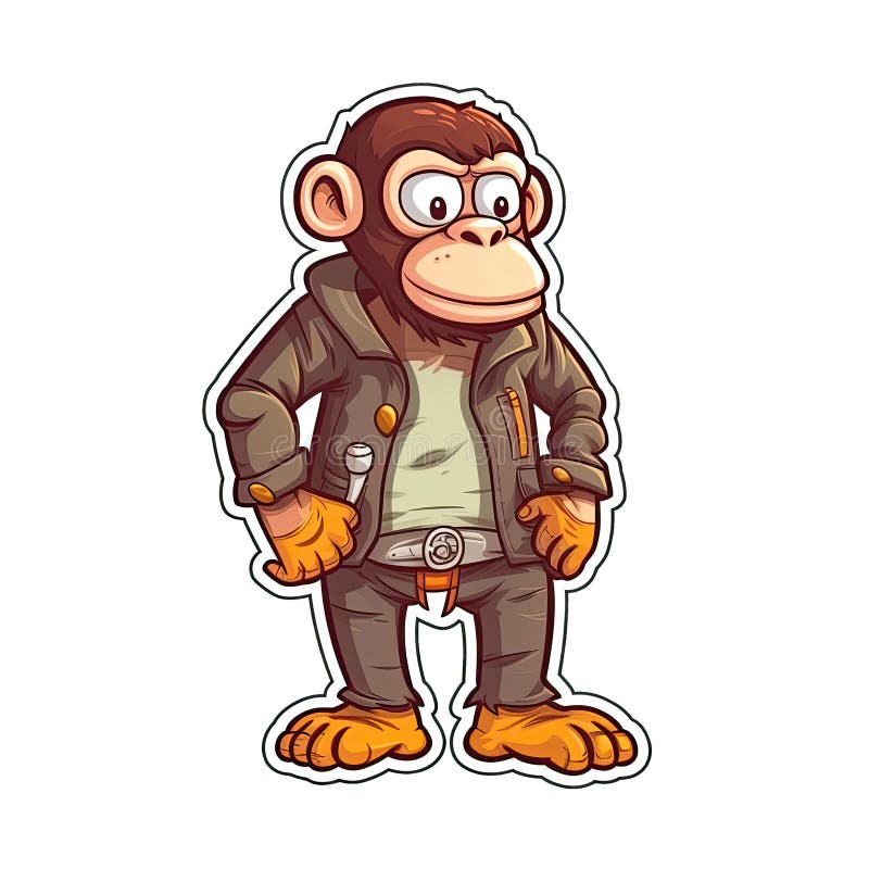 Puzzled Monkey Sticker on Isolated Tansparent Background, Png, Logo ...