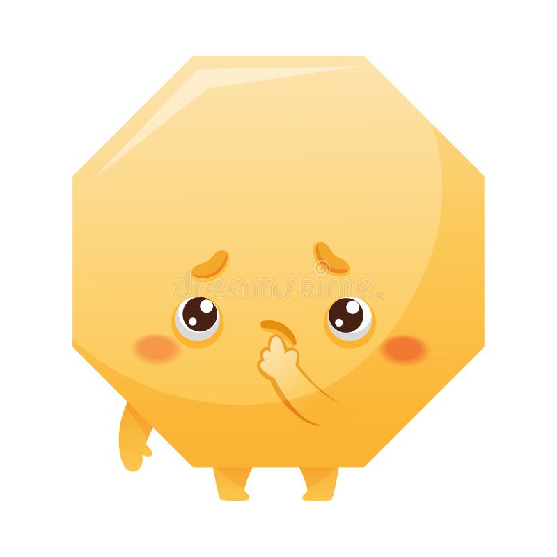 Puzzled Orange Polygon As Geometric Shape Character with Confused Face ...