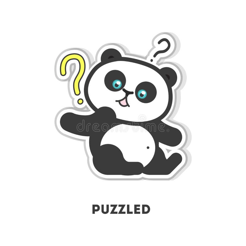 Thinking panda sticker. stock vector. Illustration of concept - 90725664