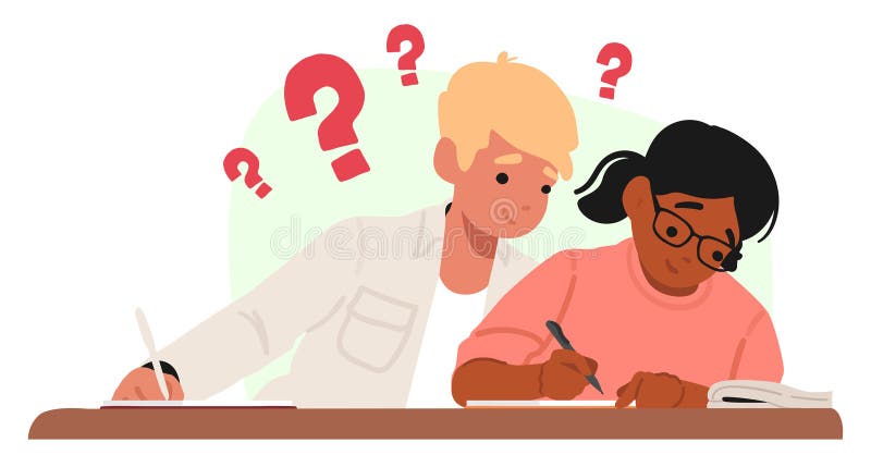 Puzzled School Boy Having Problem with Knowledge Cheating Answers from ...