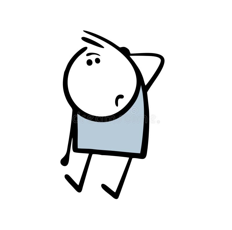 Puzzled Stickman Ran into a Problem. Vector Illustration of a Confused ...