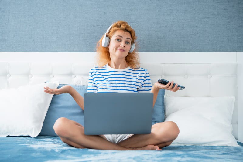 Puzzled Woman Freelancer Has Remote Work. Remote Working Woman ...