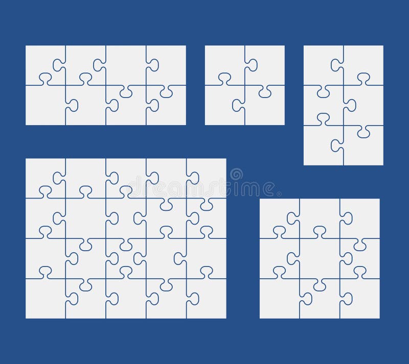 Puzzles on Blue Background. Set of Puzzle Pieces Stock Vector ...
