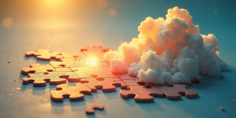 Puzzles and Clouds Come Together in a Surreal Setting at Sunset ...