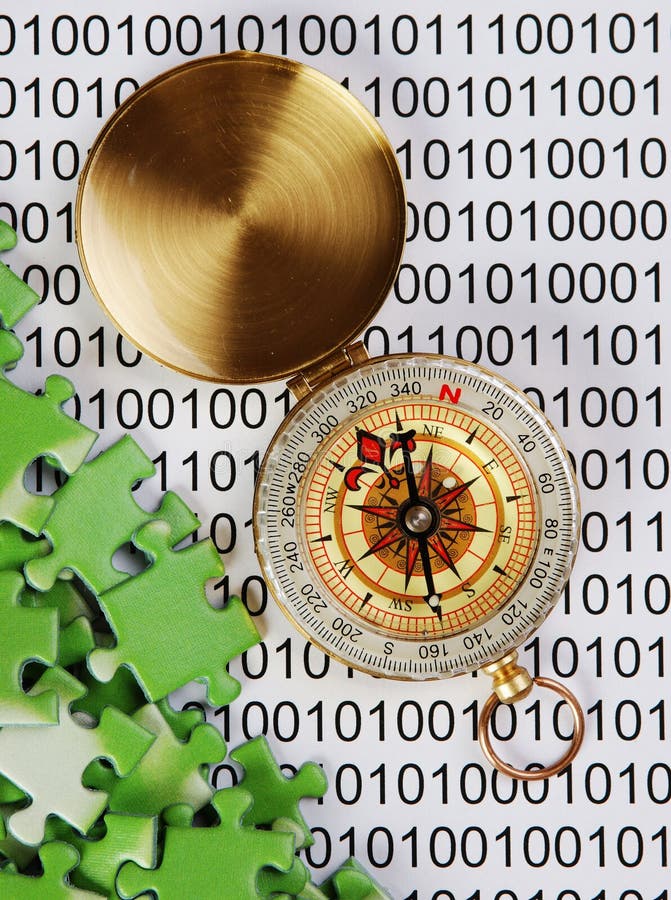 Puzzles and compass stock photo. Image of jigsaw, mosaic - 152309790