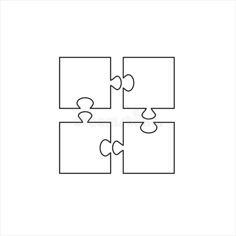 Puzzles Linear Drawing Vector Pieces Of Puzzle Outline Vector Stock Vector Illustration Of
