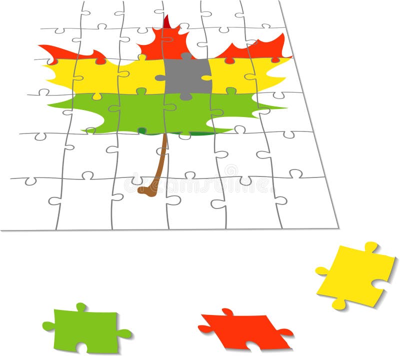 Puzzles with a maple leaf stock vector. Illustration of season - 100811497